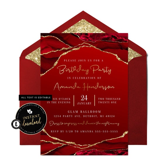 Red And Gold Formal Invitations