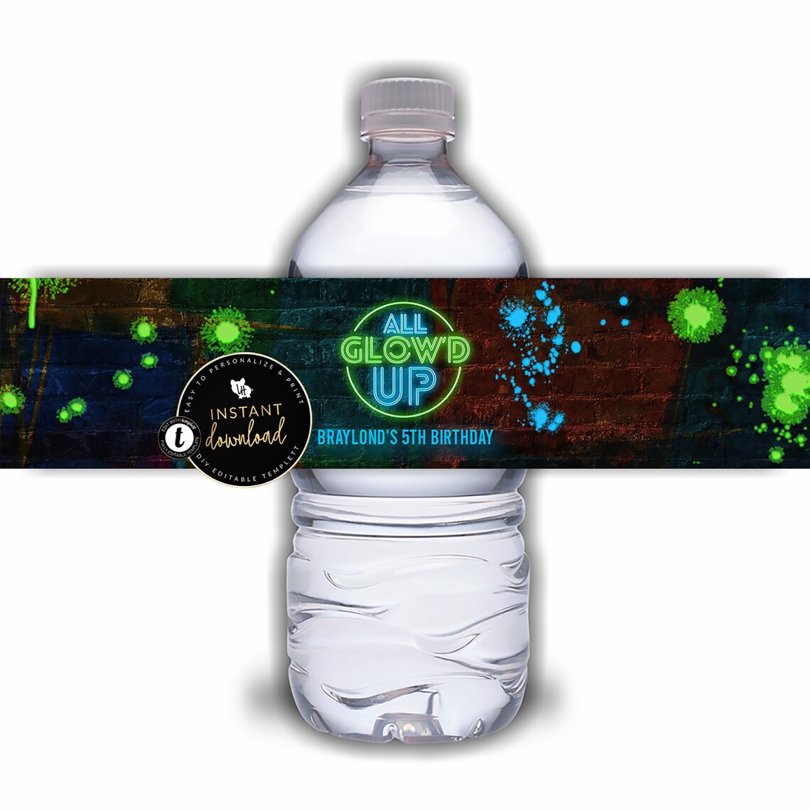 Glow Party Water Bottle Labels All Glow'd up Water Bottle - Etsy