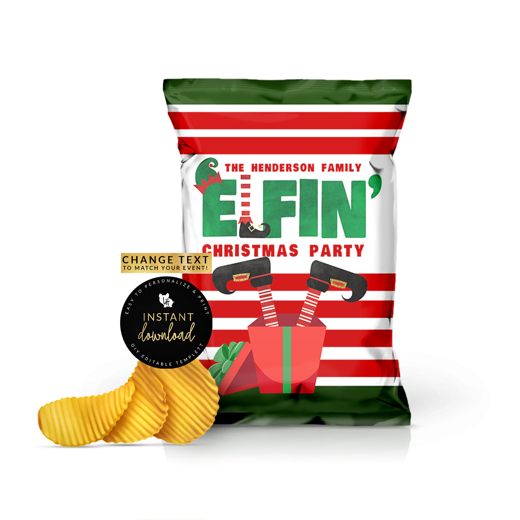 Christmas Chip Bag Christmas Treat Bag Elfin Christmas - Etsy