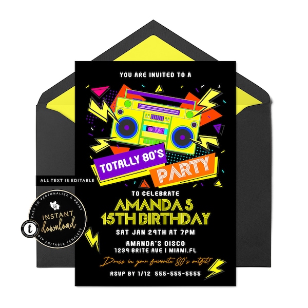 80s Party Invitation - Etsy