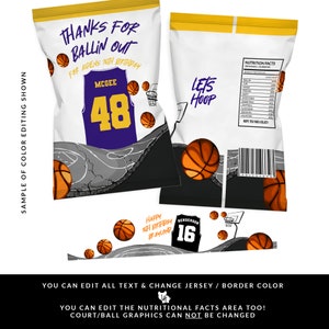 Basketball Chip Bag, Basketball Water Label, Basketball Water Label and ...