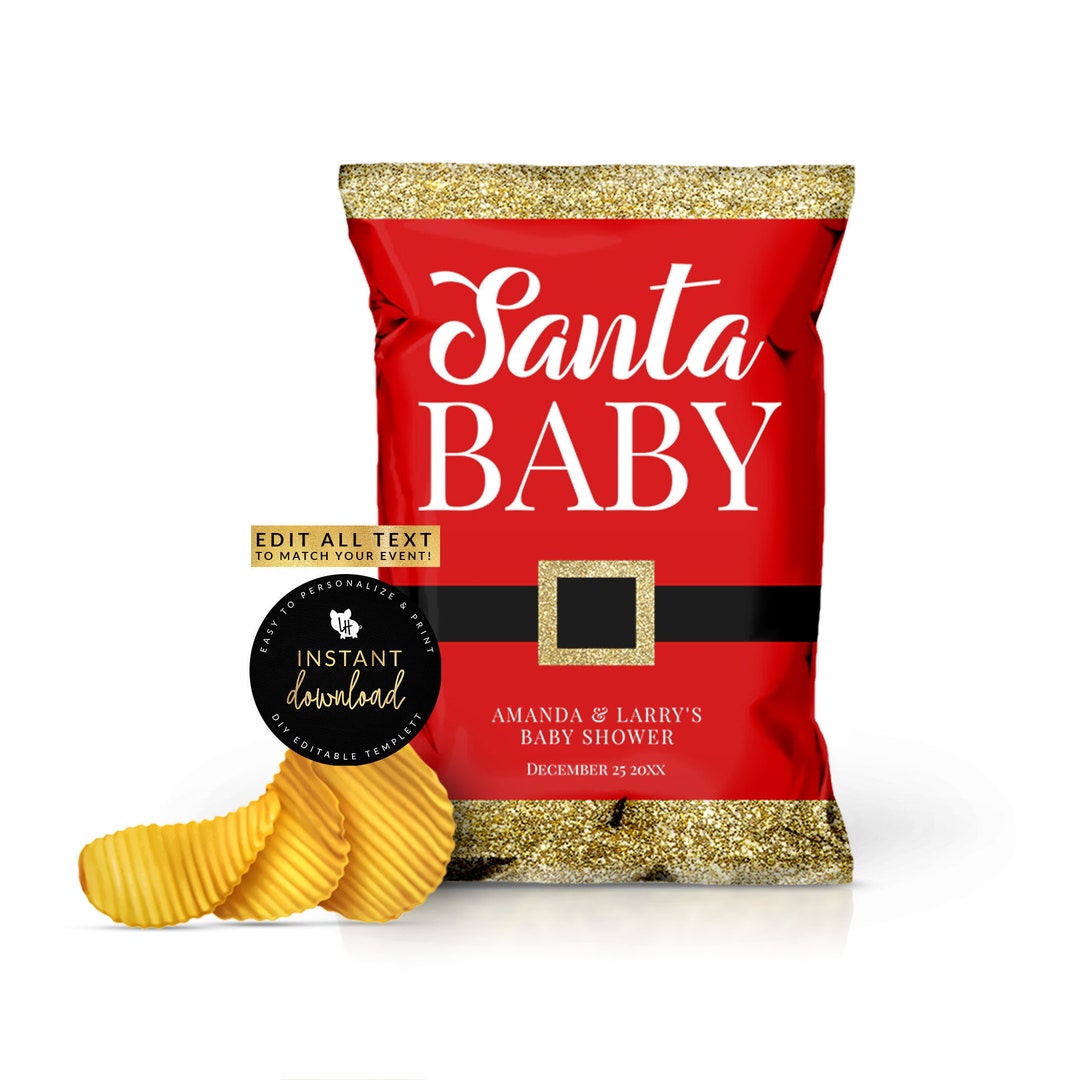 Santa Baby Chip Bag, Christmas Chip Bag, Santa Treat Bag, Holiday Chip ...