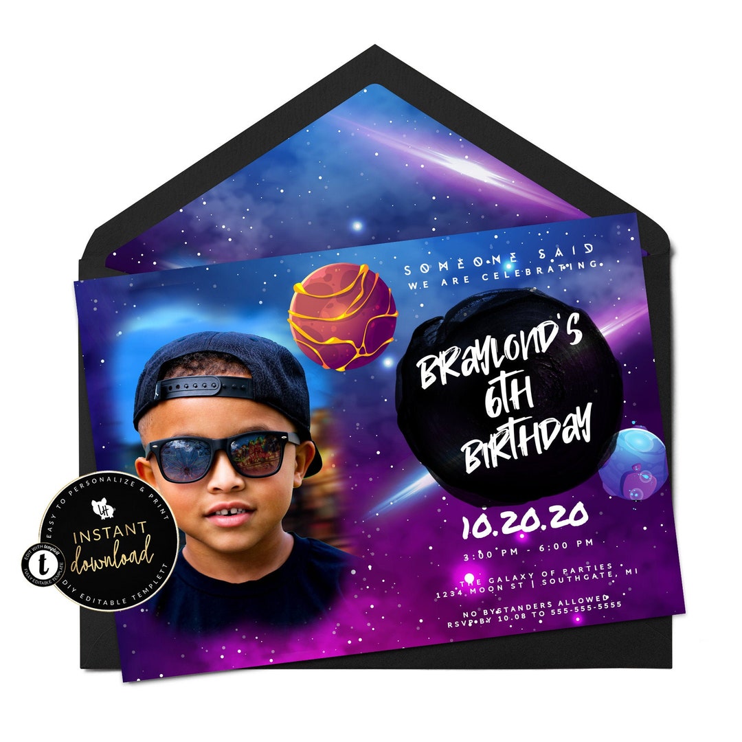 Astronomical Birthday Invitation, Galaxy Photo Birthday Invitation ...