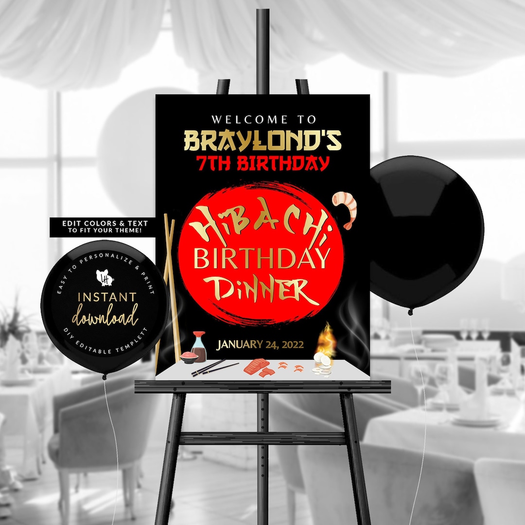 Hibachi Welcome Sign, Hibachi Birthday, Japanese Restaurant Party ...