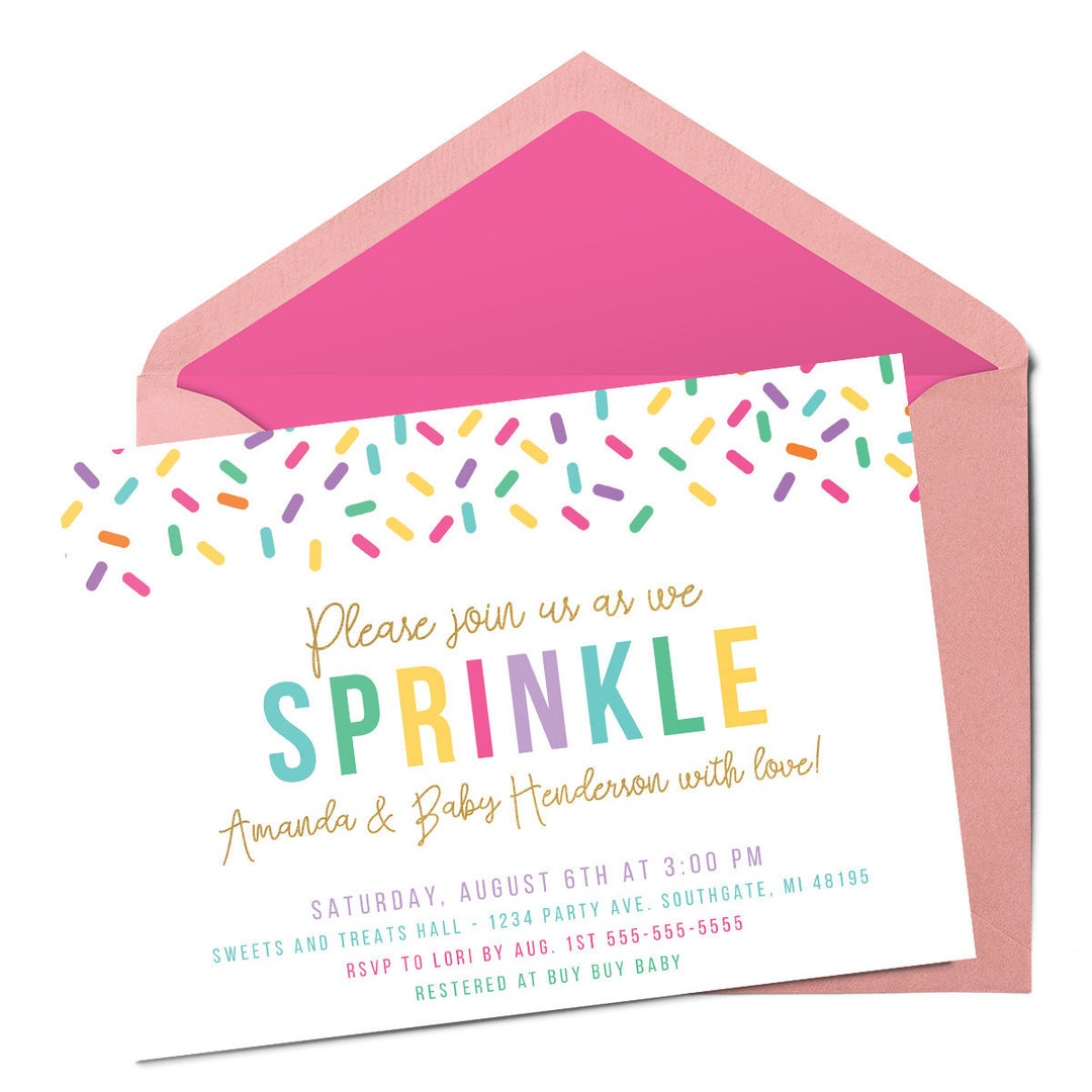 Baby Sprinkle Invitation, Sprinkle Baby Shower Invitation, Rainbow Baby ...