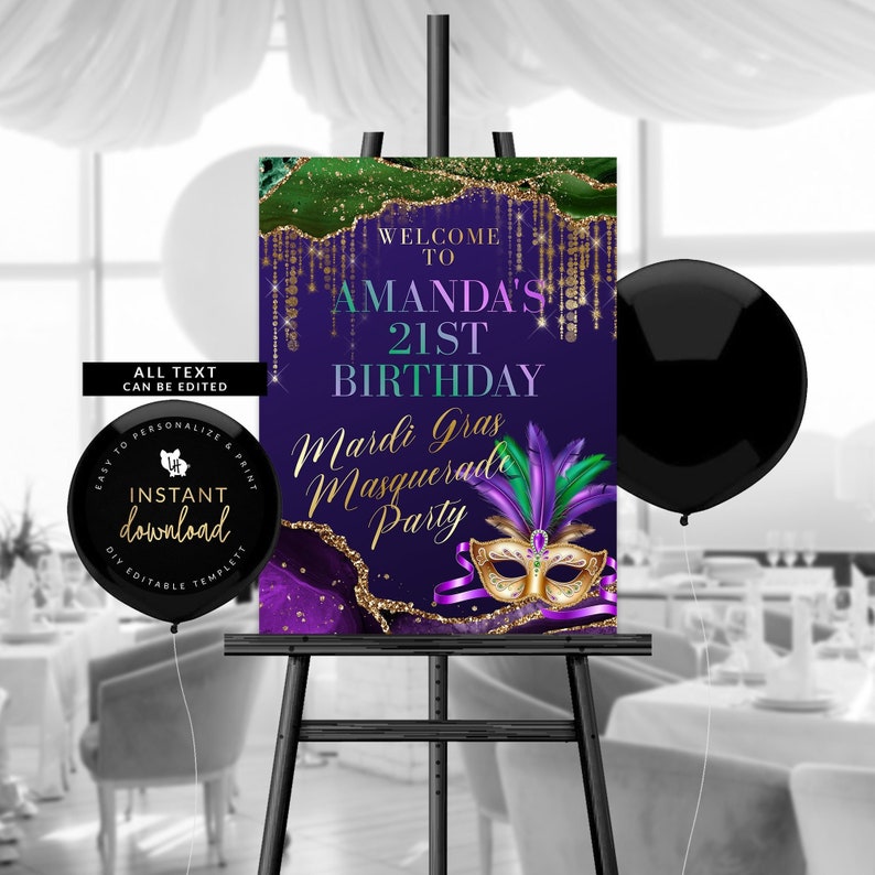 Mardi Gras Welcome Sign Masquerade Ball Poster Mardi Gras - Etsy
