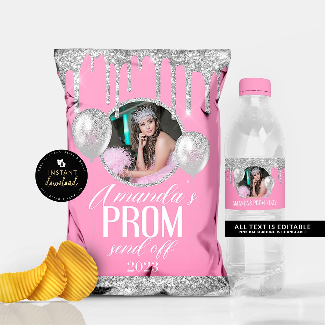 Silver Drip Prom Chip Bag, Dripping Silver Water Label, Prom Printable ...
