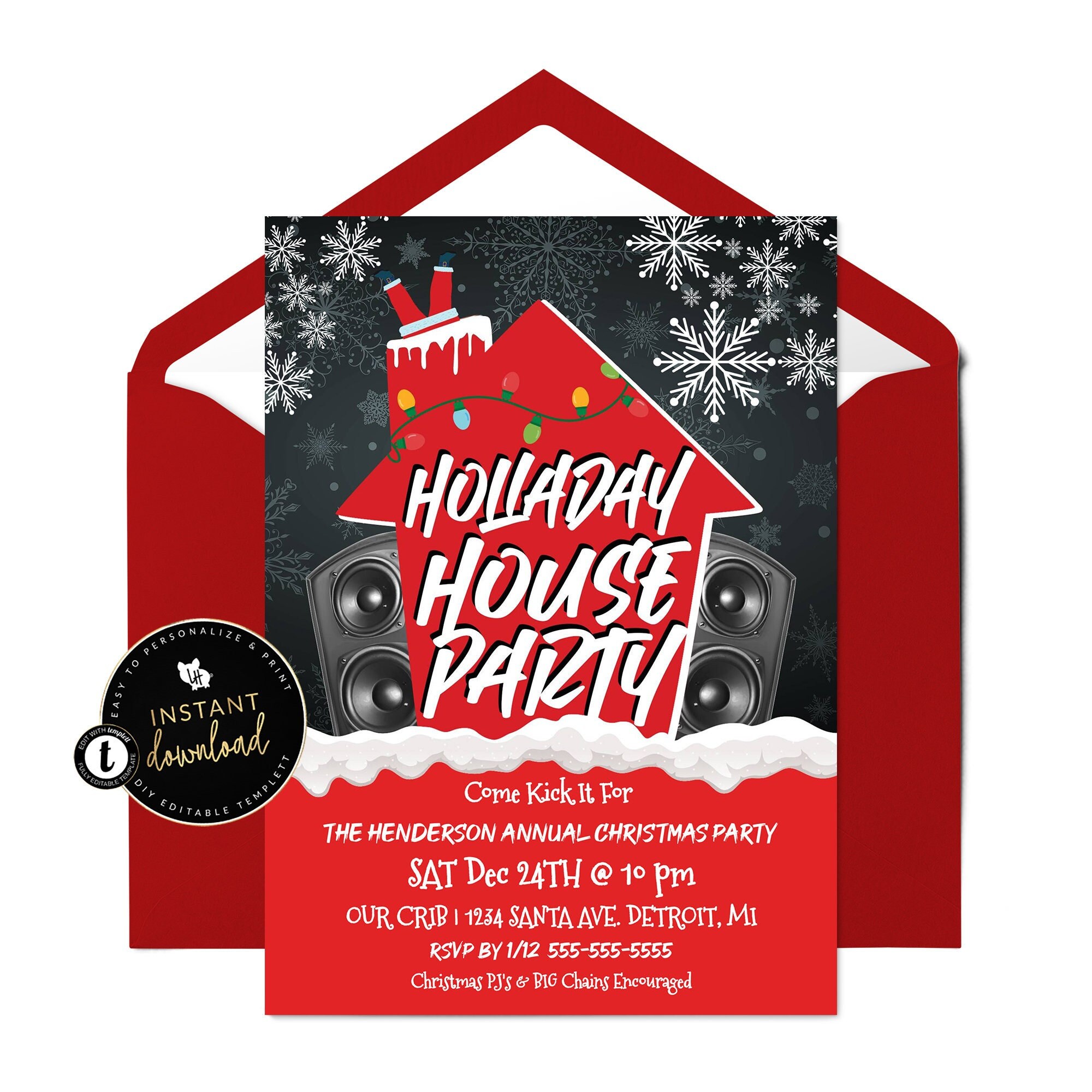 Christmas House Party Invitation Hip Hop Christmas Party - Etsy
