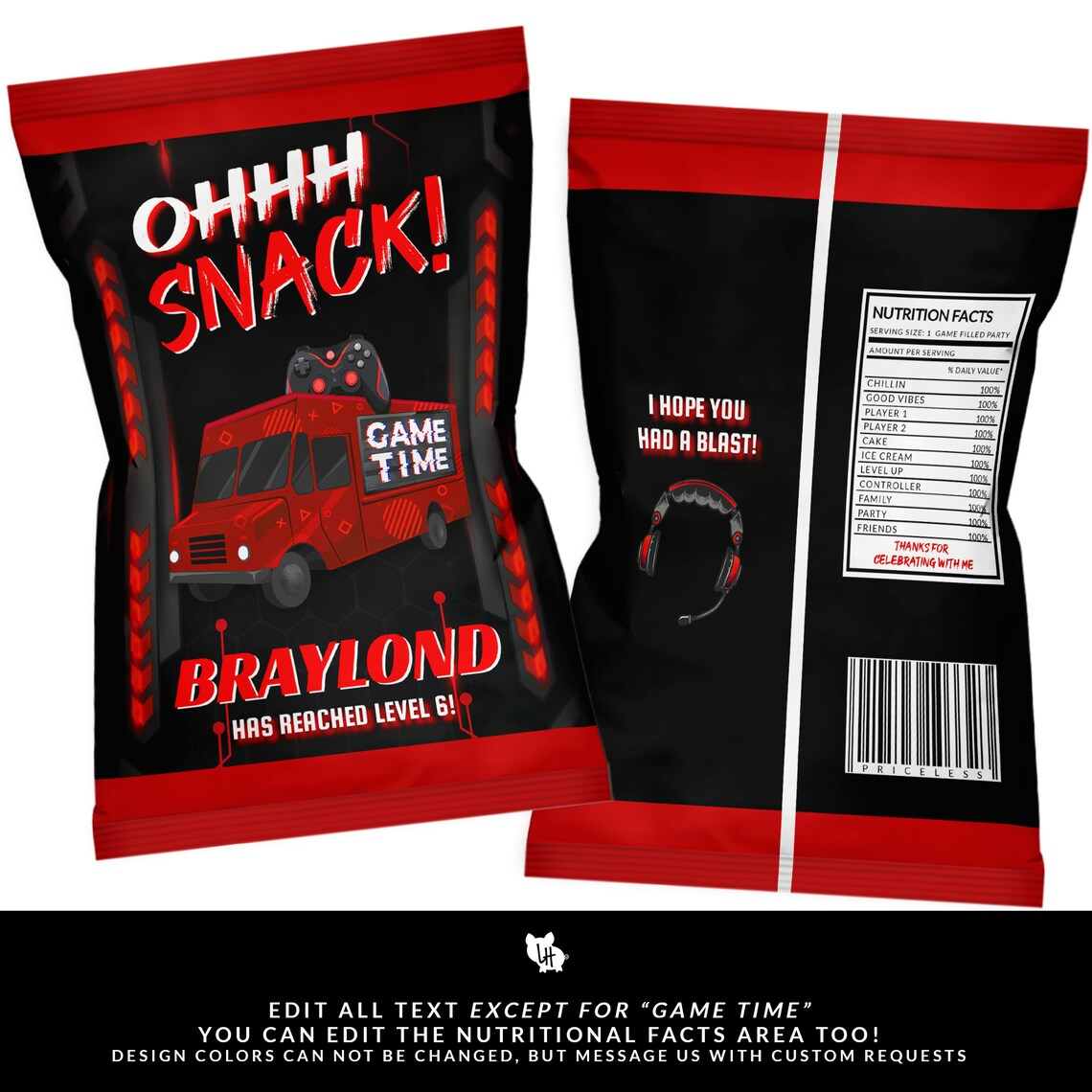 Video Game Truck Chip Bag Video Game Birthday Gamer Chip - Etsy