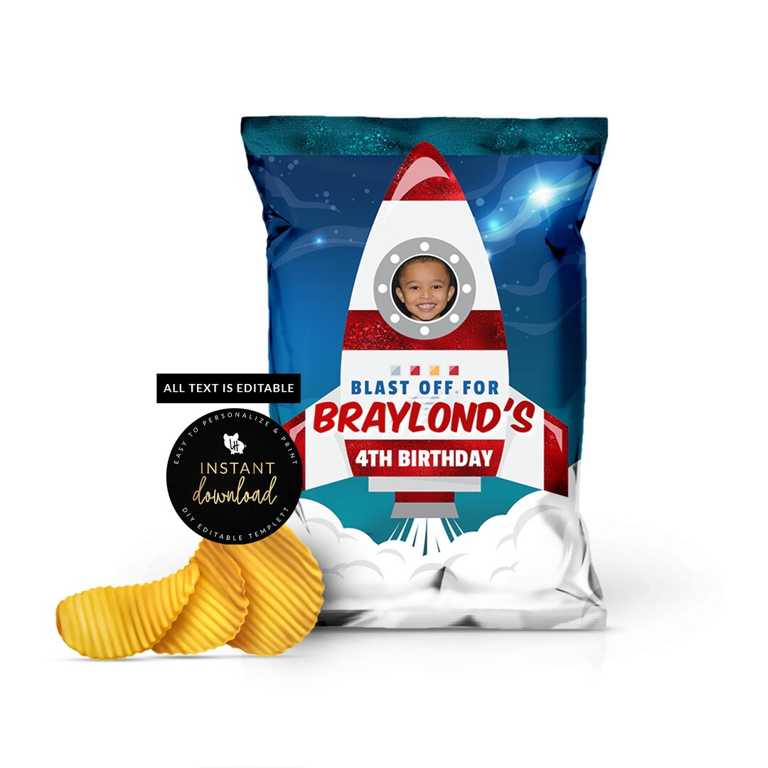 Rocketship Chip Bag, Space Chip Bag, Gamer Chip Bags, Outer Space Chip ...