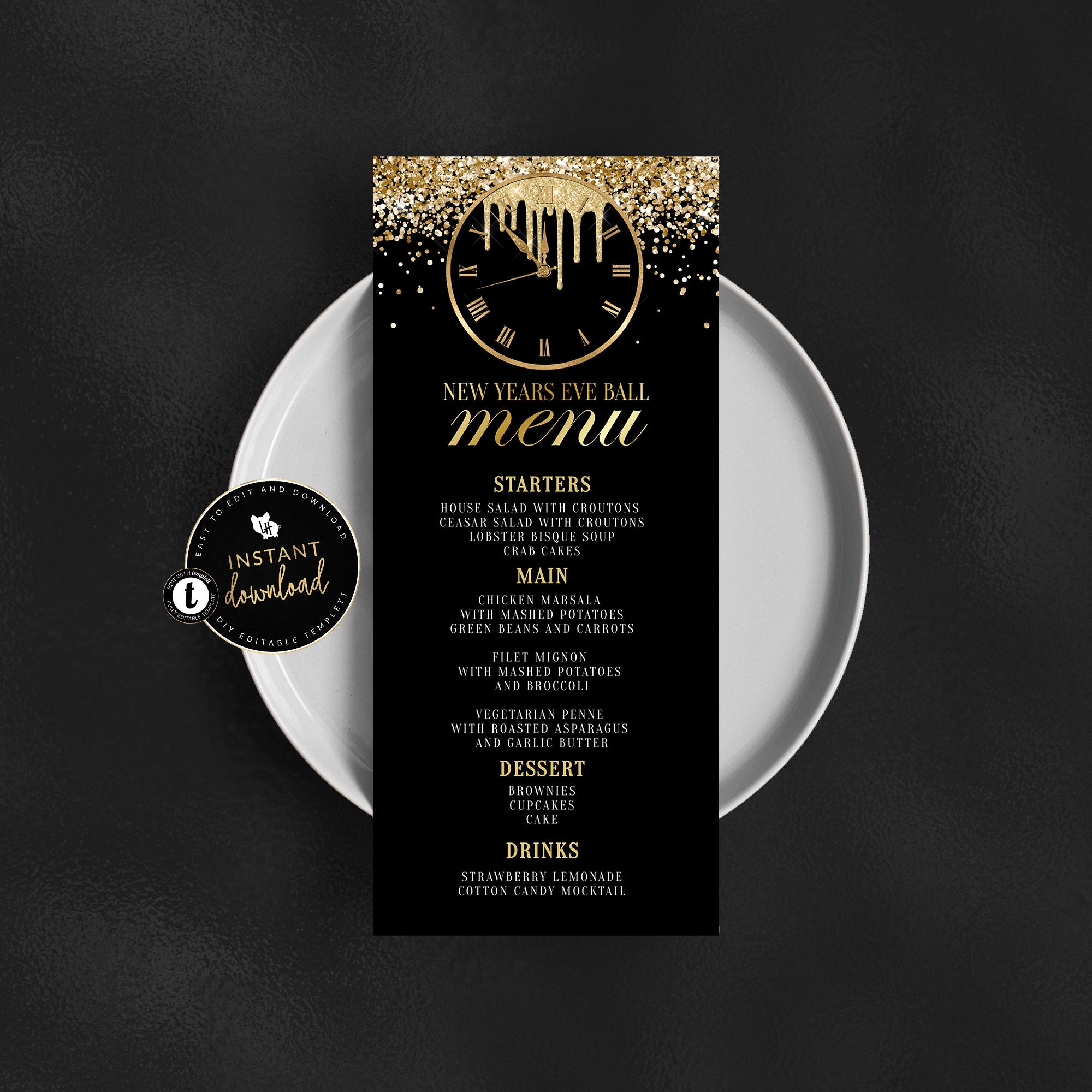 New Years Eve Menu NYE Menu New Years Eve Place Cards New - Etsy