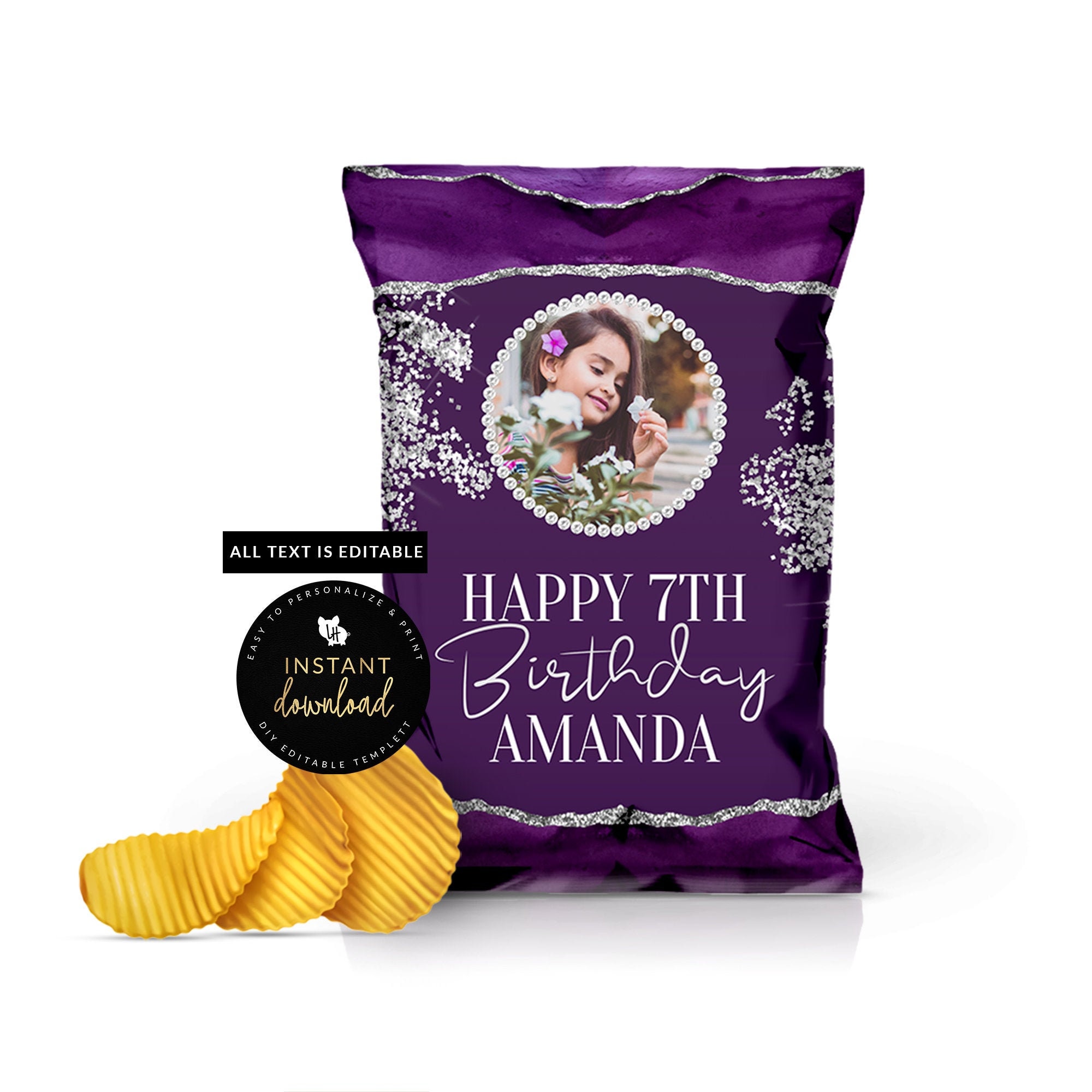 Purple and Silver Chip Bag Purple and Silver Agate Chip Bag - Etsy