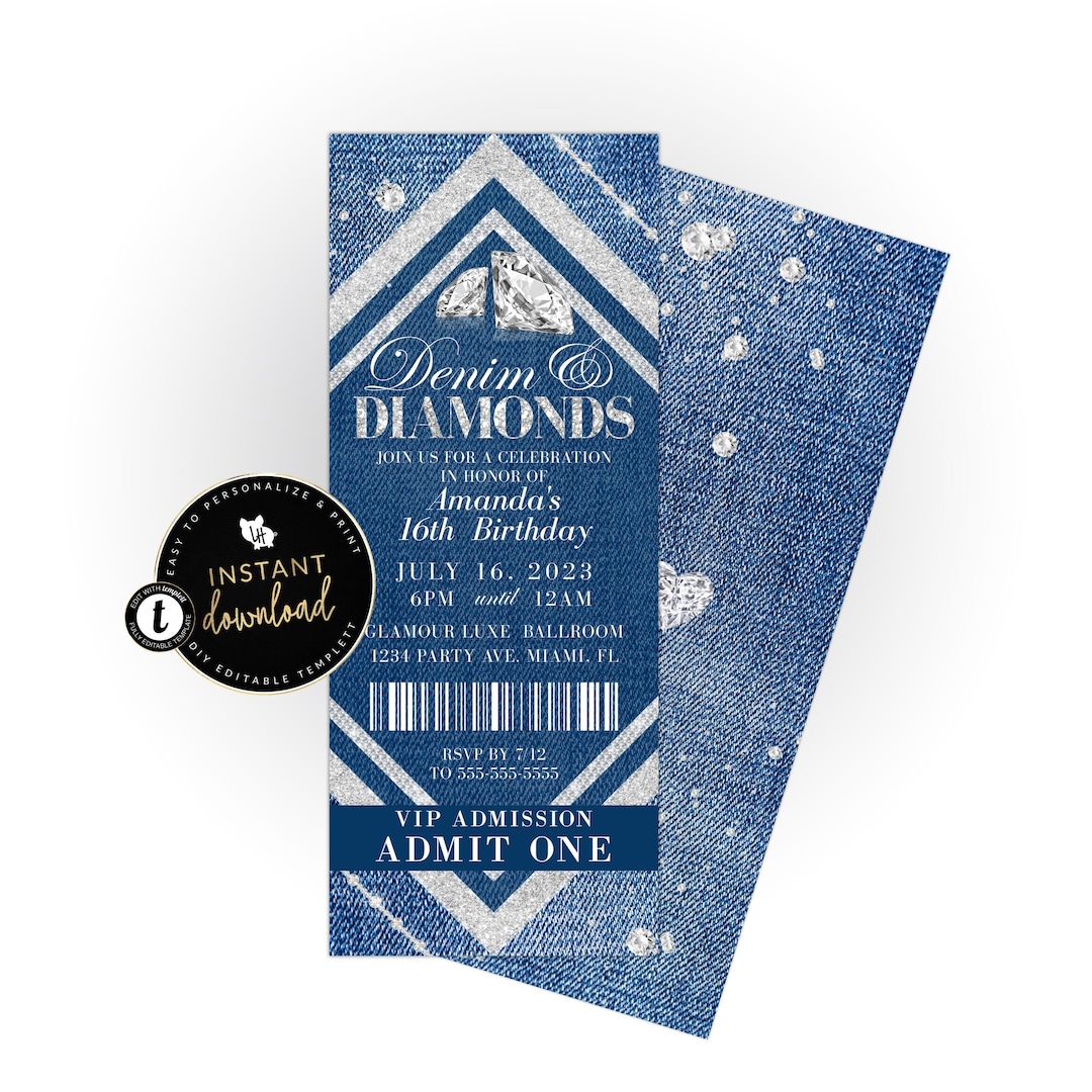 Denim and Diamonds Ticket Invitation, VIP Denim and Diamonds Ticket ...