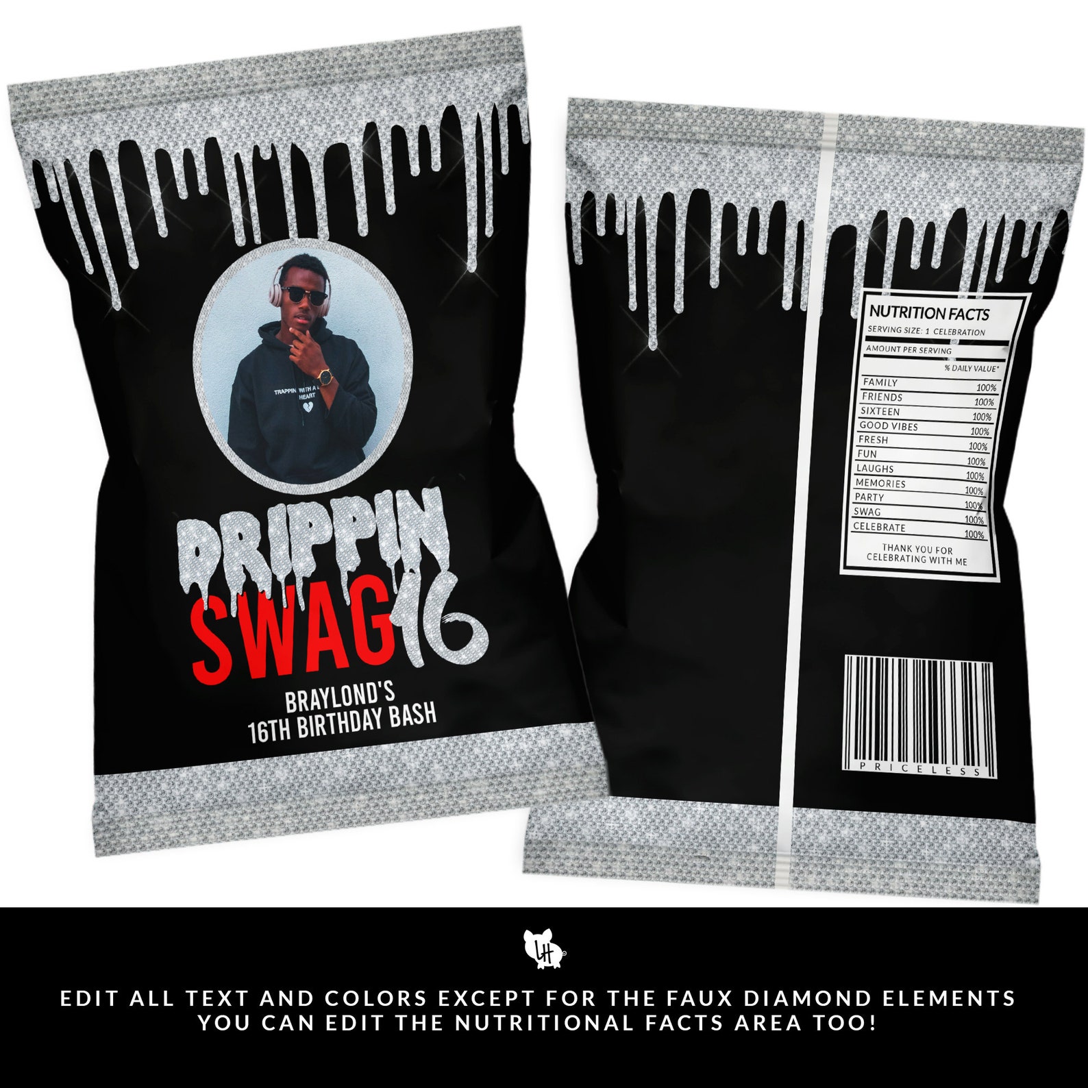 Bling Swag 16 Chip Bag Sweet Sixteen Chip Bag 16th Birthday | Etsy