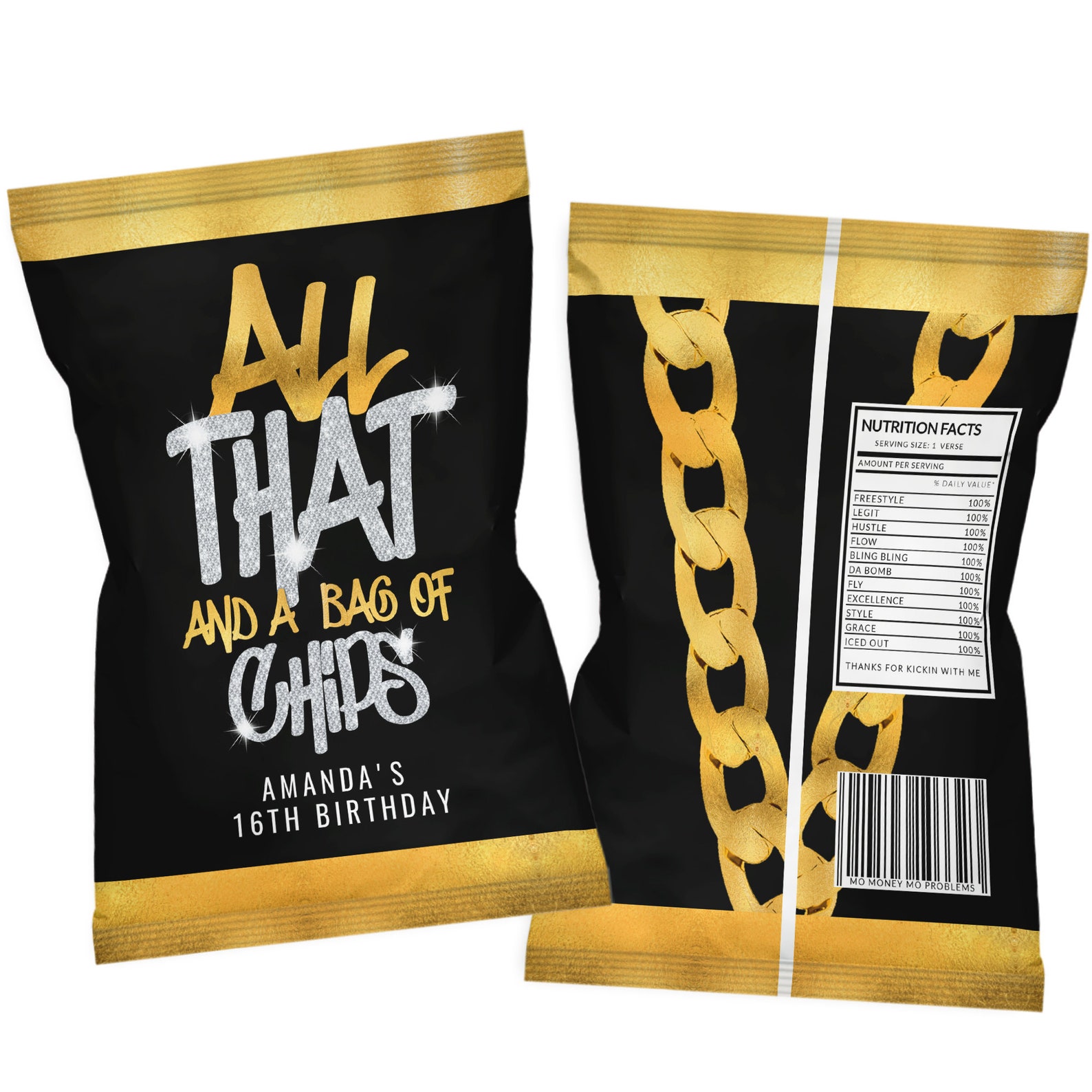 Hip Hop Chip Bag Template, Birthday Chip Bag Template, Party Chip Bag ...