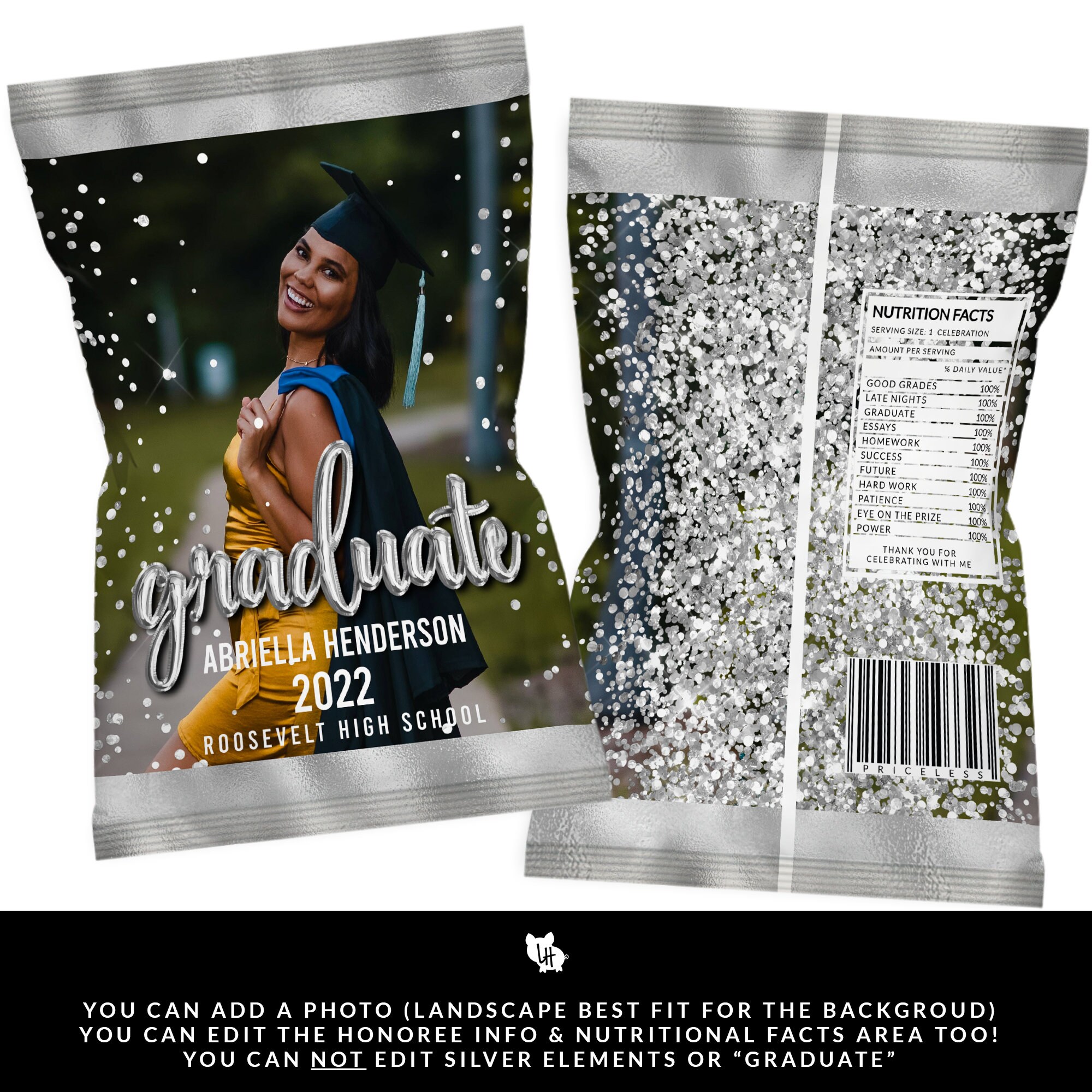Graduation Photo Chip Bag Graduation Silver Chip Bag - Etsy