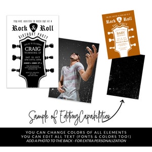 Guitar Invitation, Rock & Roll Invitation, Guitar Birthday Rock N Roll ...