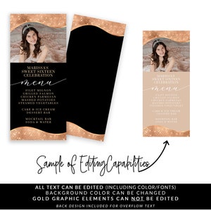 Elegant Rose Gold Menu Card With Photo, Printable Rose Gold Menu, Rose ...