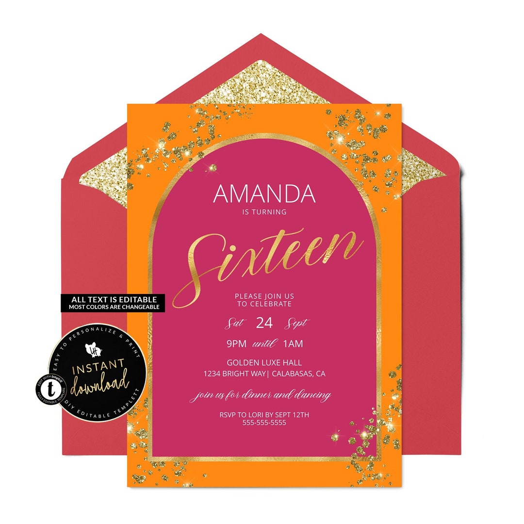 Birthday Invitation, Modern Birthday Invite, Editable Birthday ...