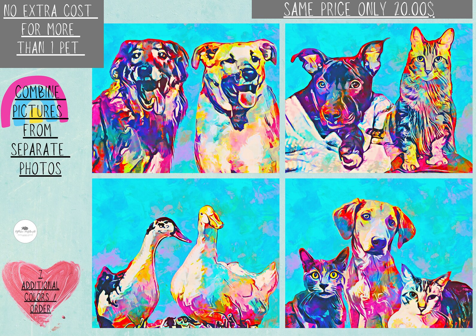 Custom Pet Portrait Custom Dog Portrait Puppies Portrait - Etsy