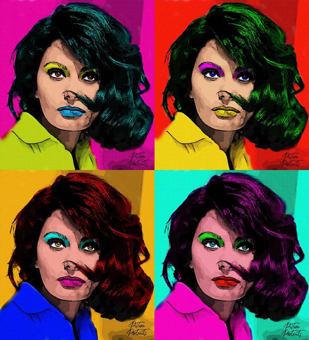 3 Custom Pop Art Portrait Inspired by Warhol Style – Colorful Modern ...