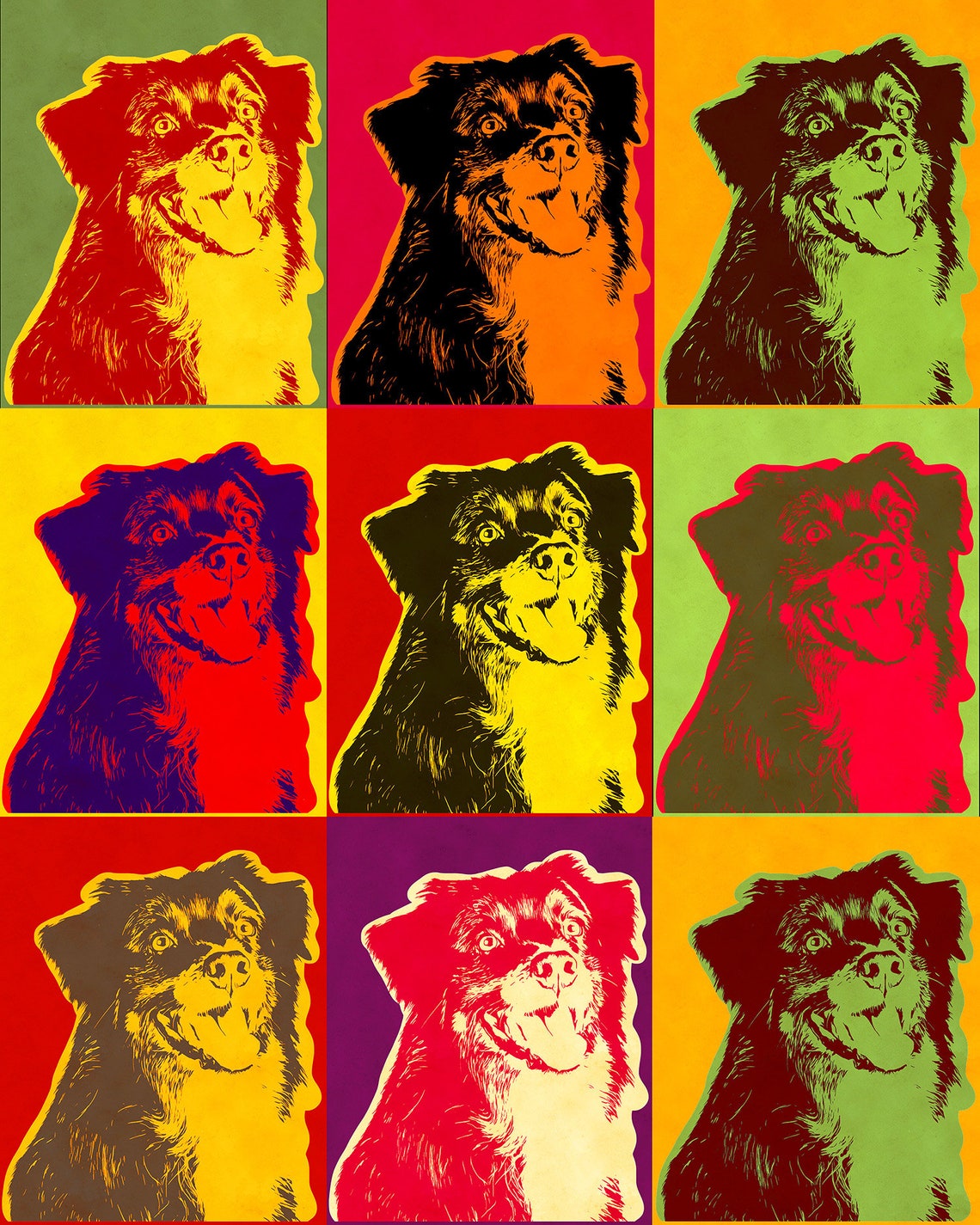 Custom Pet Portrait Andy Warhol dog custom dog portrait pop | Etsy