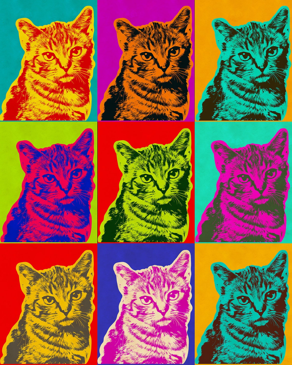 Custom Pet Portrait Andy Warhol Cat Custom Cat Portrait - Etsy