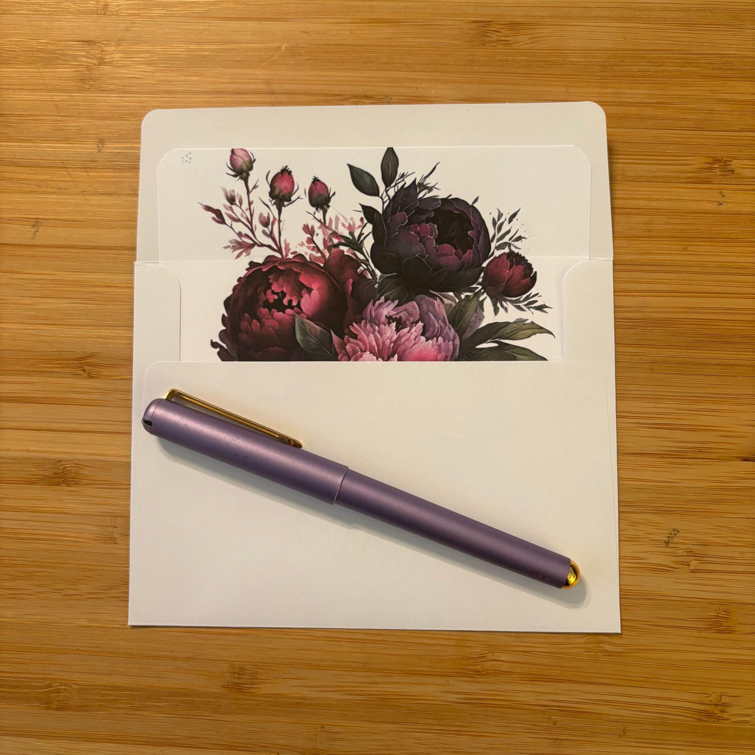 Gothic Peonies Printable Birthday Card and Envelope Liner in 3 Sizes ...