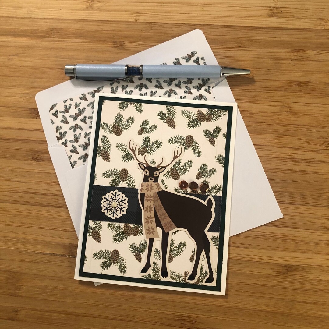 Handmade Limited Edition Cabin Deer Card With Lined Envelope - Etsy