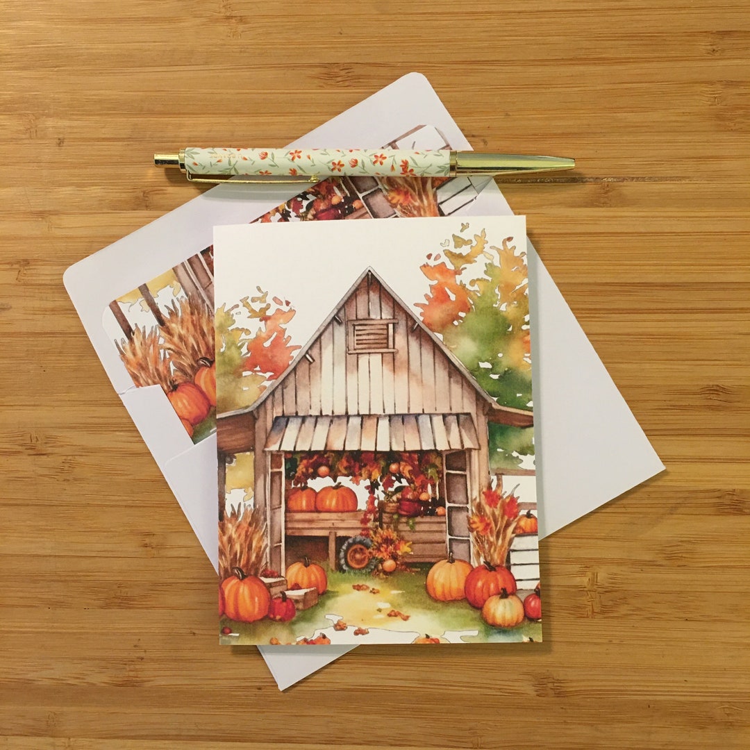 Note Card Fall Card Autumn Note Card Pumpkin Card Thanksgiving Card and ...
