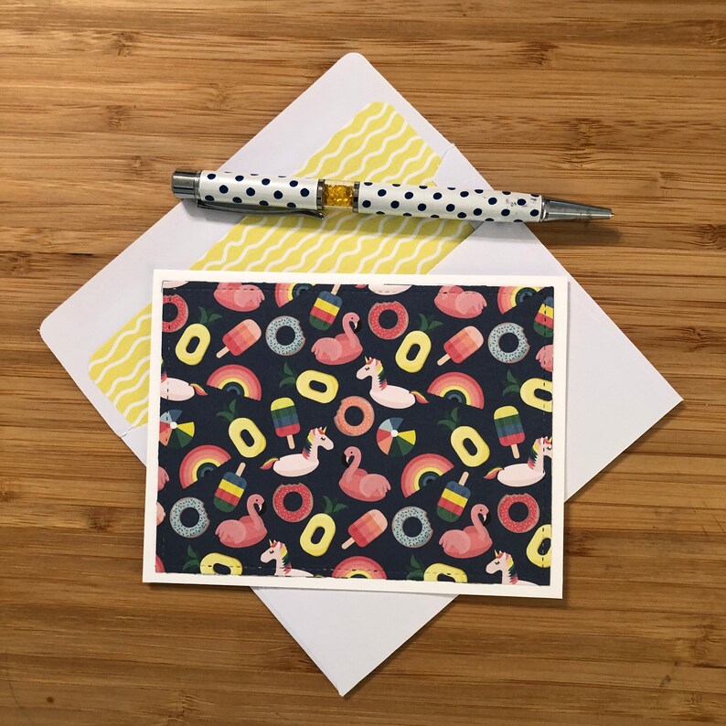 Note Cards With Lined Envelopes A2 Handmade Card Summer Card Pool Party ...