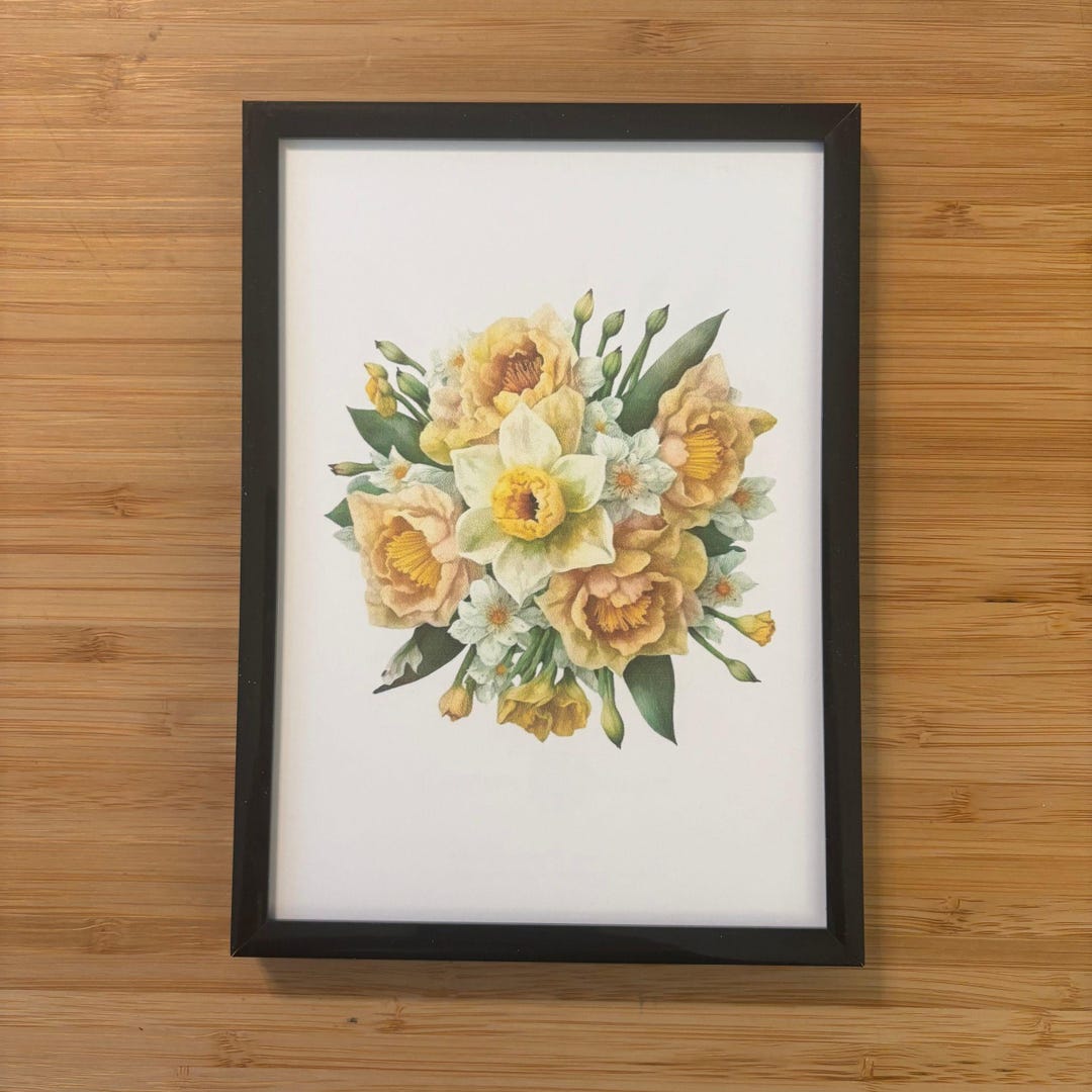 Daffodil Art Print Floral Framed or Unframed Art Tabletop Art Wall Art ...