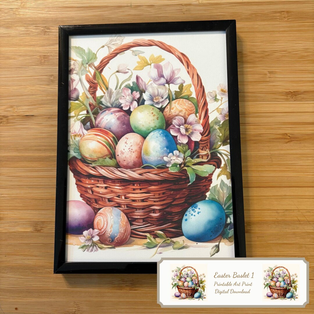Easter Basket 1 Printable Art Print Easter Art Print Home Decor Frame ...