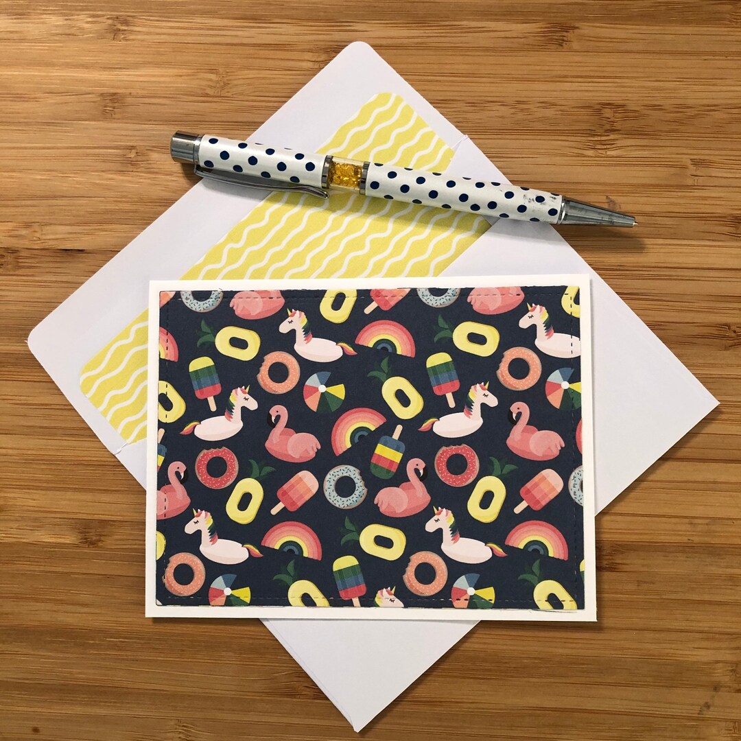 Note Cards With Lined Envelopes A2 Handmade Card Summer Card Pool Party ...