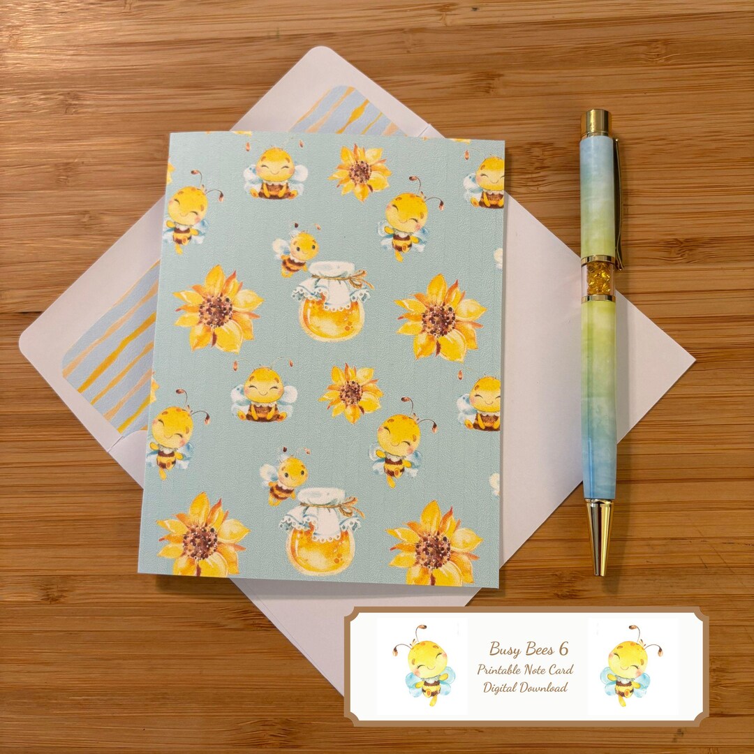 Busy Bees Note Cards With Lined Envelopes Birthday Card Thank You Gift ...