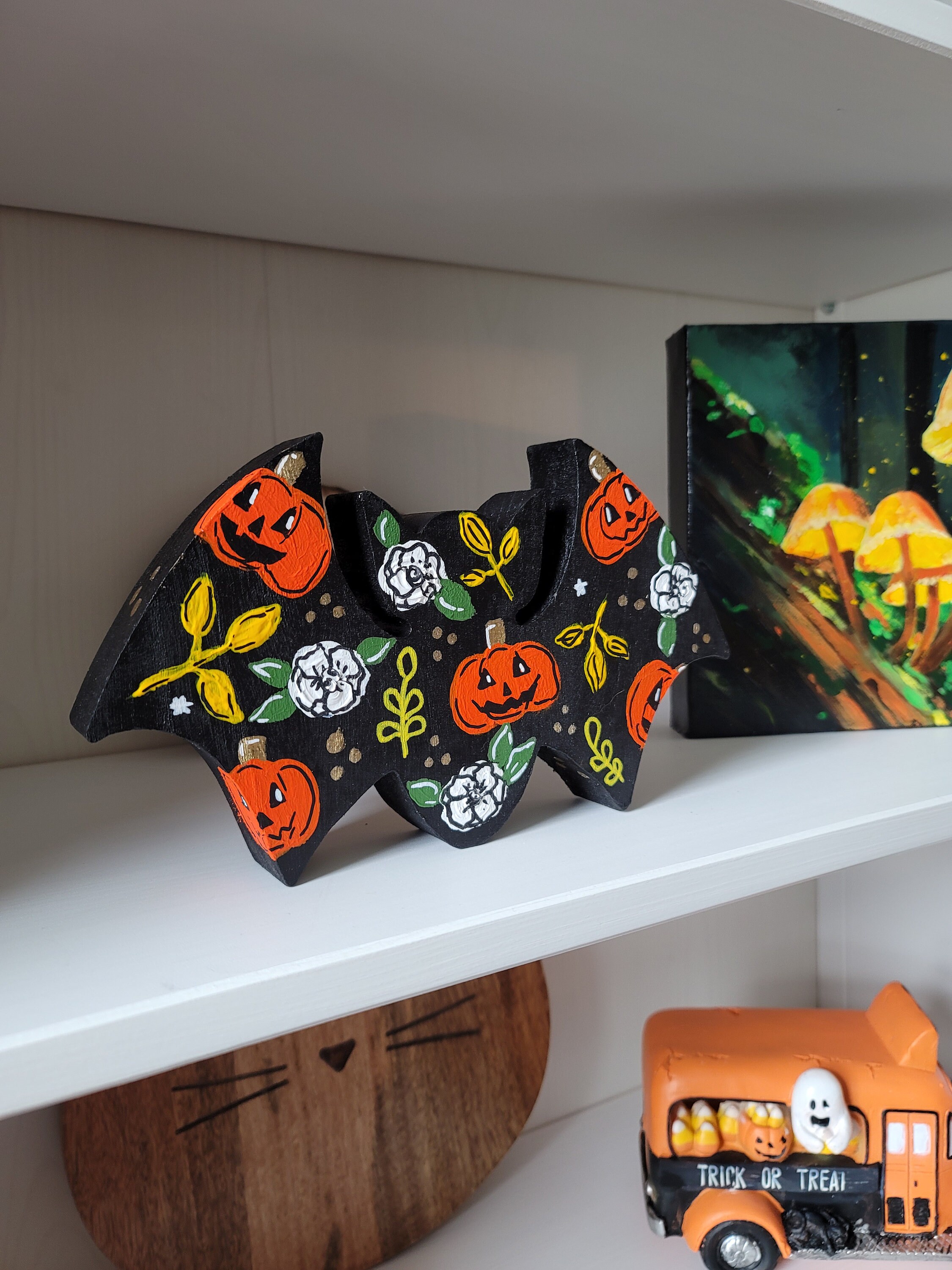 Acrylic Painted Wooden Bat Decor - Etsy