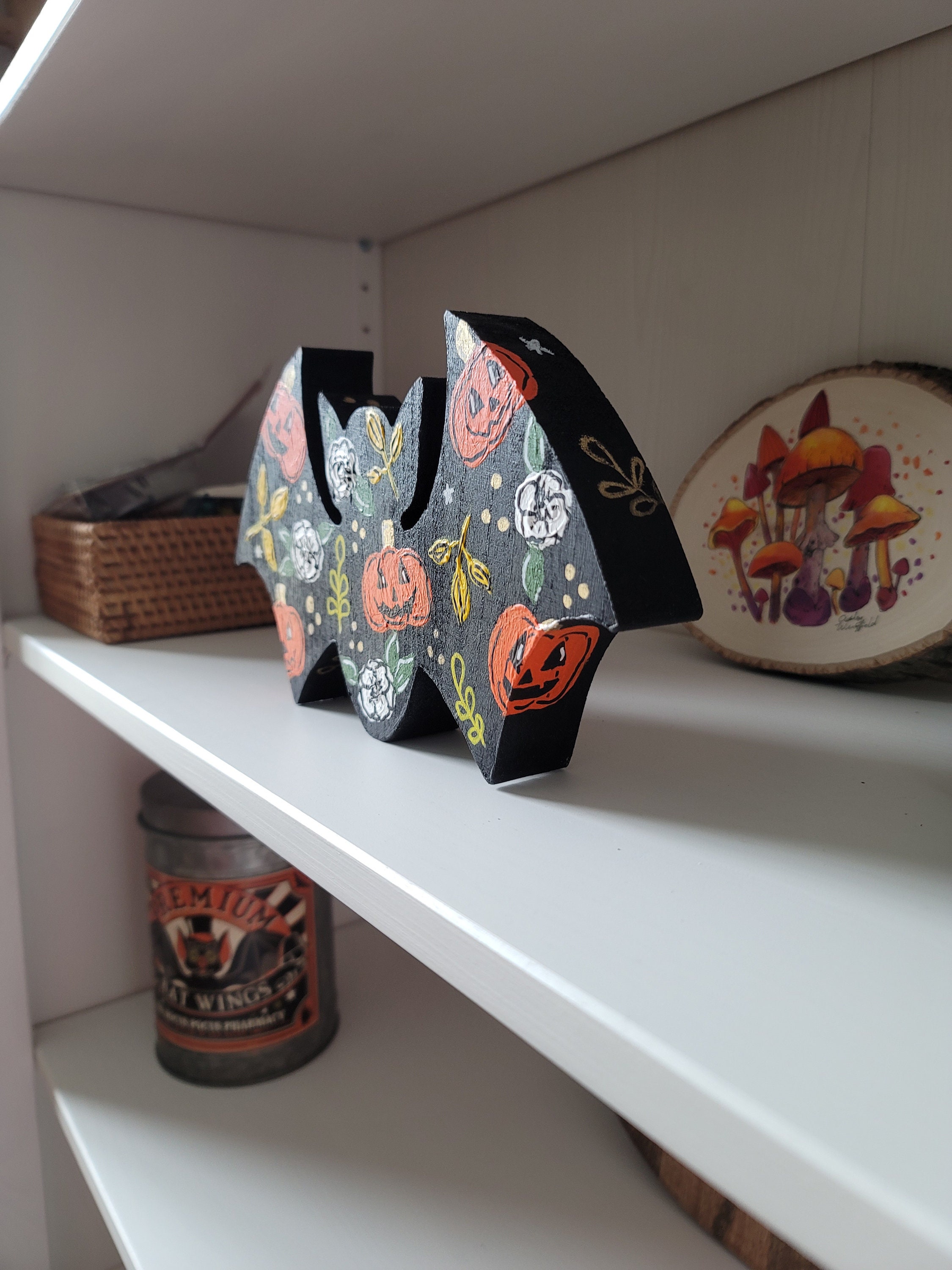 Acrylic Painted Wooden Bat Decor - Etsy