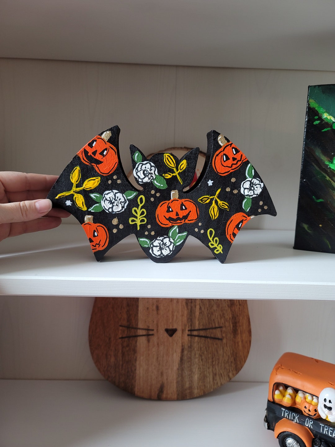 Acrylic Painted Wooden Bat Decor - Etsy