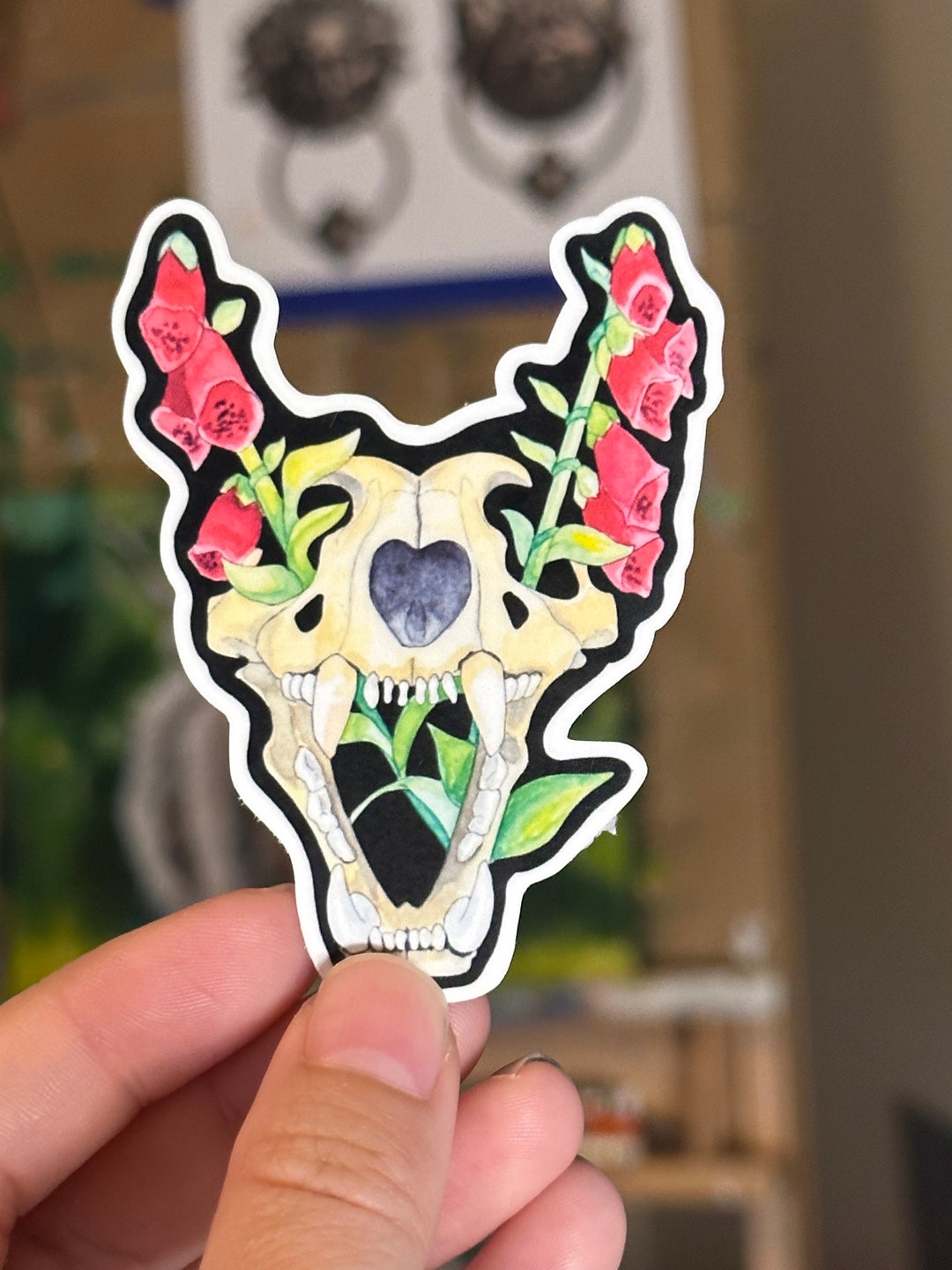 Foxglove Big Cat Skull Sticker - Etsy