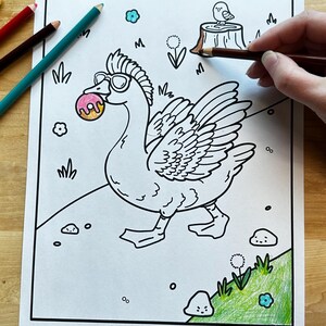 Goofy Goose Coloring Page: Printable Art (PDF Digital Download 8.5x11 ...