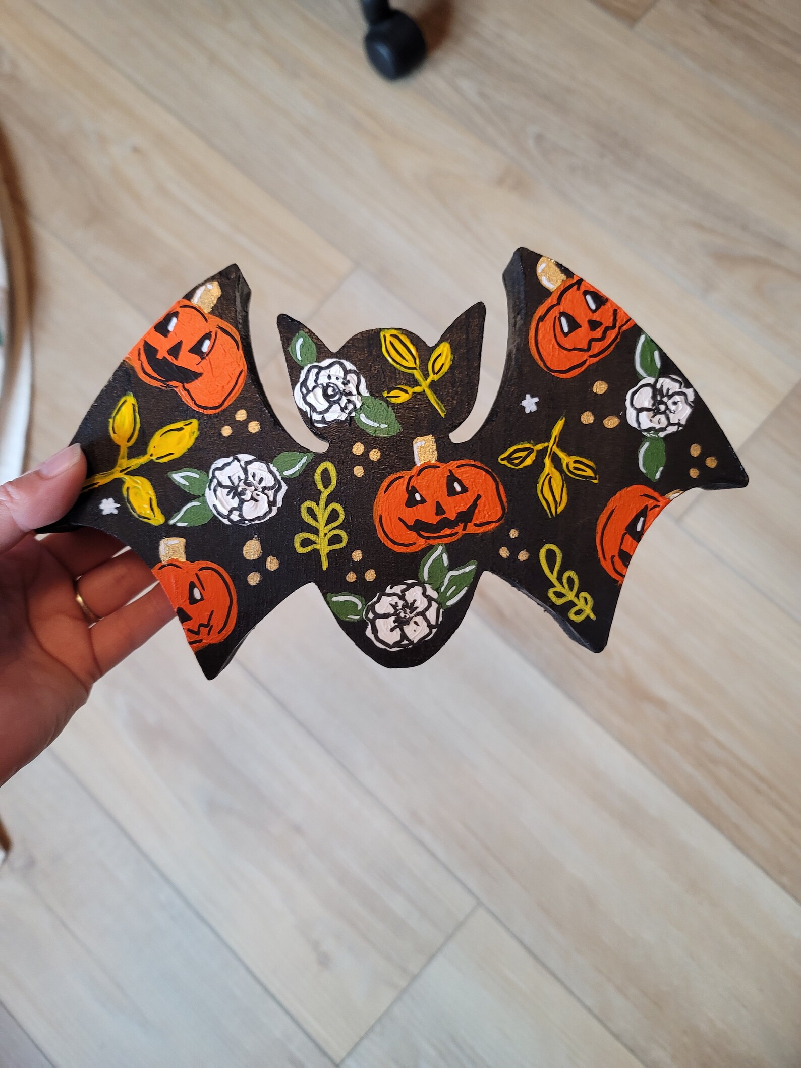 Acrylic Painted Wooden Bat Decor - Etsy