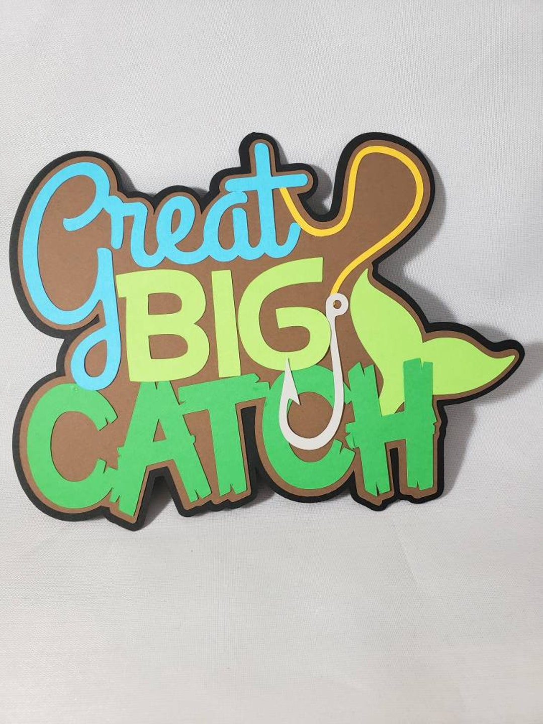 Scrapbook Die Cut Title Great Big Catch Premade Paper Piecing for Cards ...