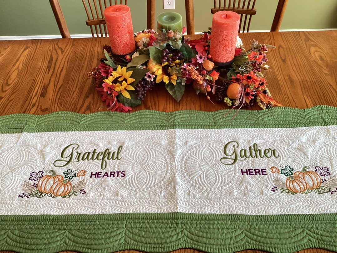 Thanksgiving Table Runner, Quilted Table Runner, Thanksgiving ...