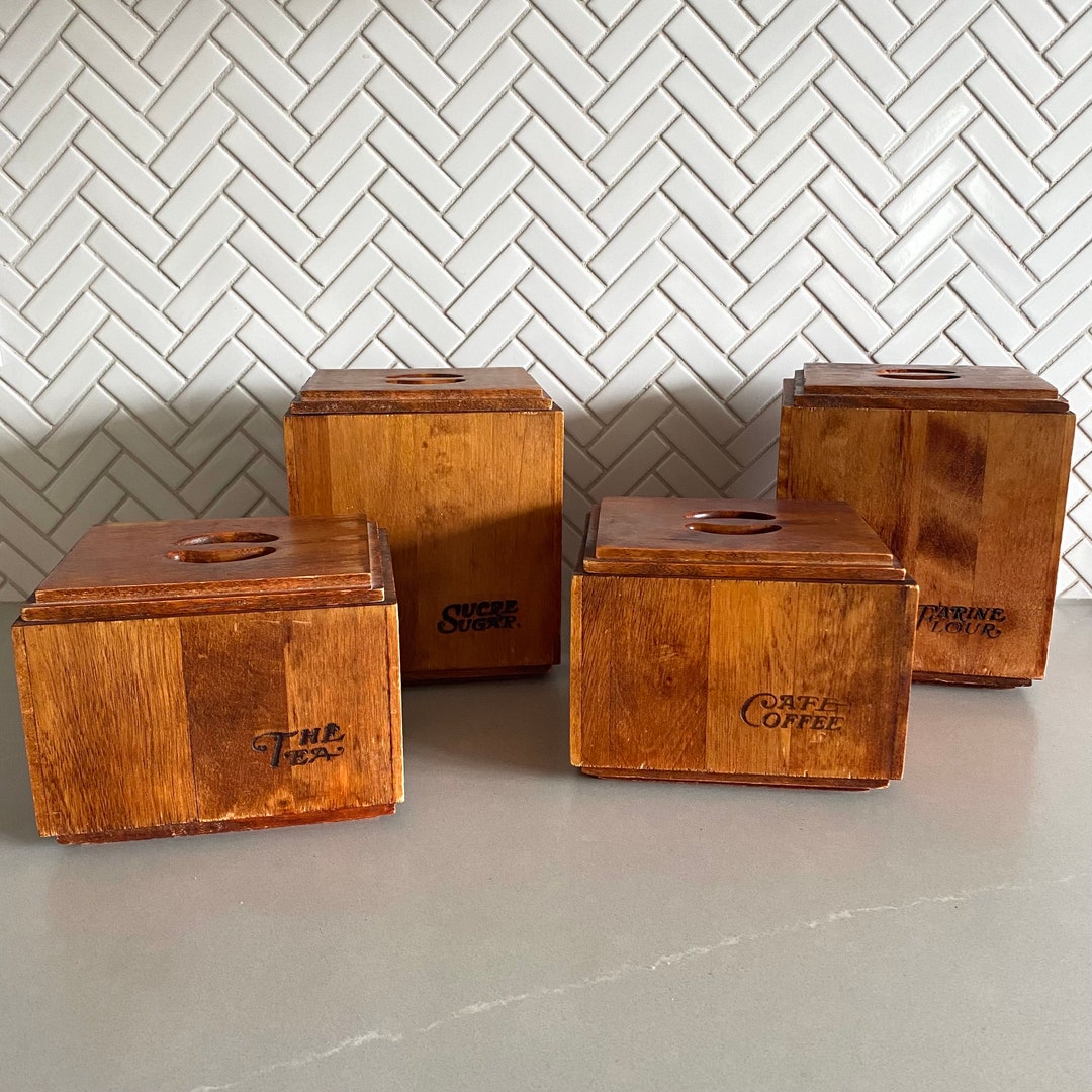 Baribocraft Canisters, Wood Canister, Food Storage, Vintage Kitchen ...