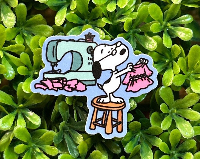Snoopy Sewing Sticker— cute Peanuts Sticker — sewing and Quilting Dog ...