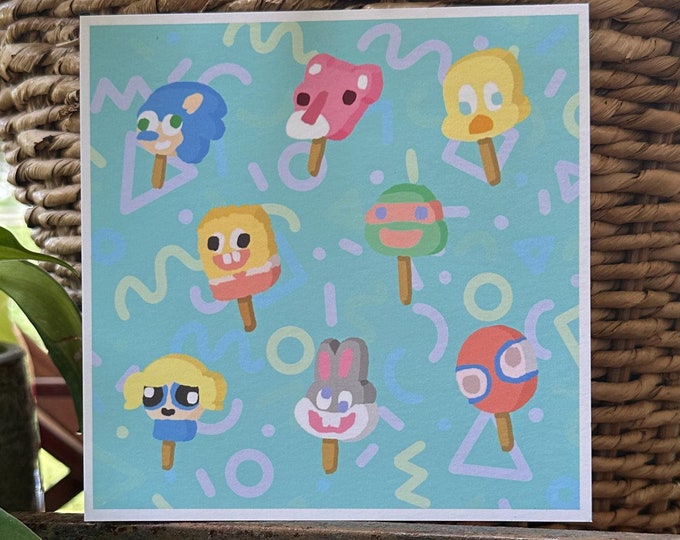 Pastel Nostalgia 90s Character Popsicles Print — Ice Cream Truck ...