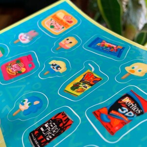 Nostalgic 90s Character Popsicles Snacks Sticker Sheet — Ice Cream ...