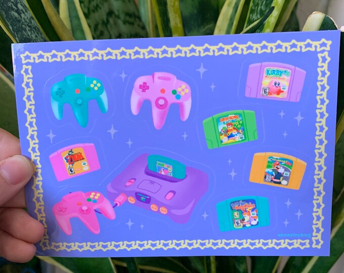 Nintendo 64 Pastel Sticker Sheet Great Gift for Nintendo Fans 90s ...