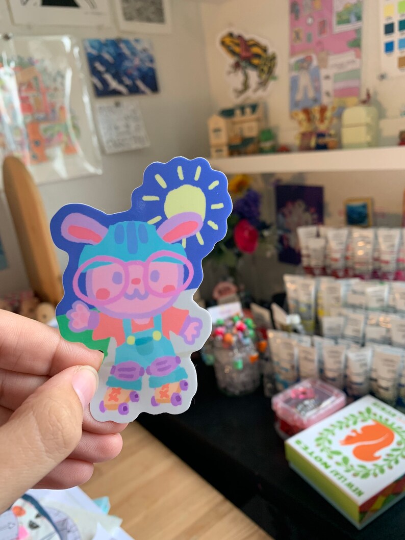 Roller Skate Bunny Pastel Sticker Vinyl Waterproof Sticker - Etsy