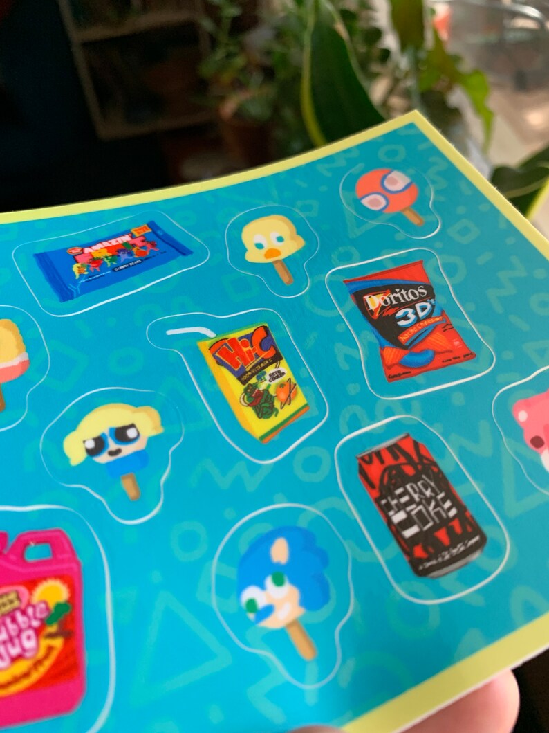 Nostalgic 90s Character Popsicles Snacks Sticker Sheet — Ice Cream ...